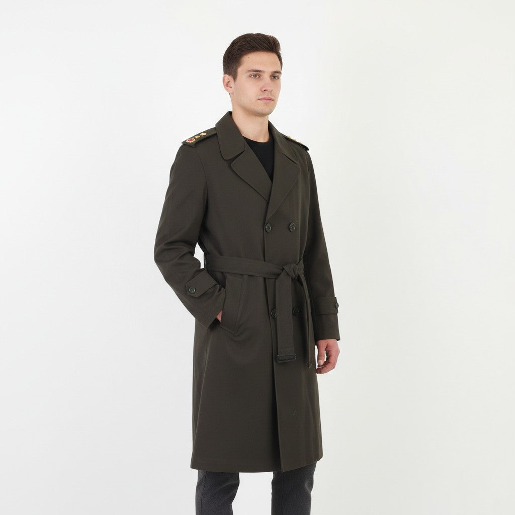 Dikimevi Men M Coat Khaki Turkish Pardosu Haki Muflon Military Double ...