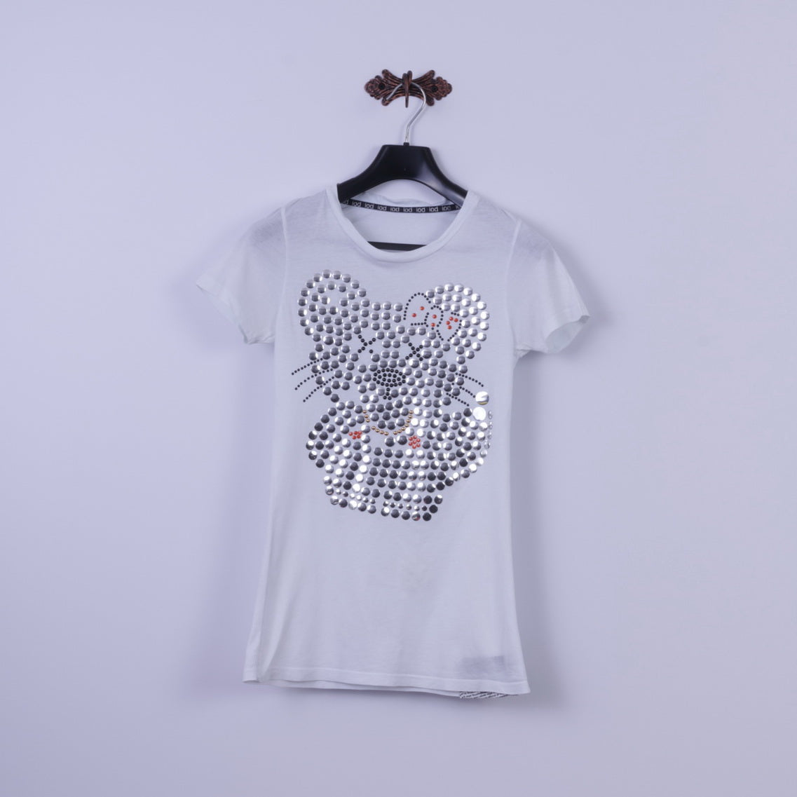IOD By Steven Trussell Women L (S) Shirt White Silver Bear Long Fit To ...