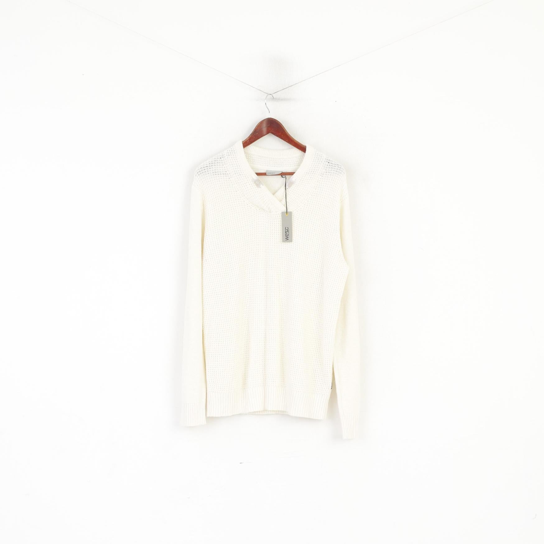 New Wesc Men M Jumper Beige Nicholas Knitted Linen Cotton Blend Sweate ...