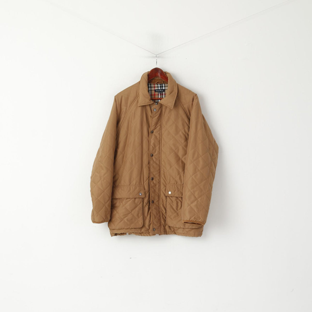 James Pringle Men M Jacket Brown Quilted Full Zipper Lightweight Casua ...