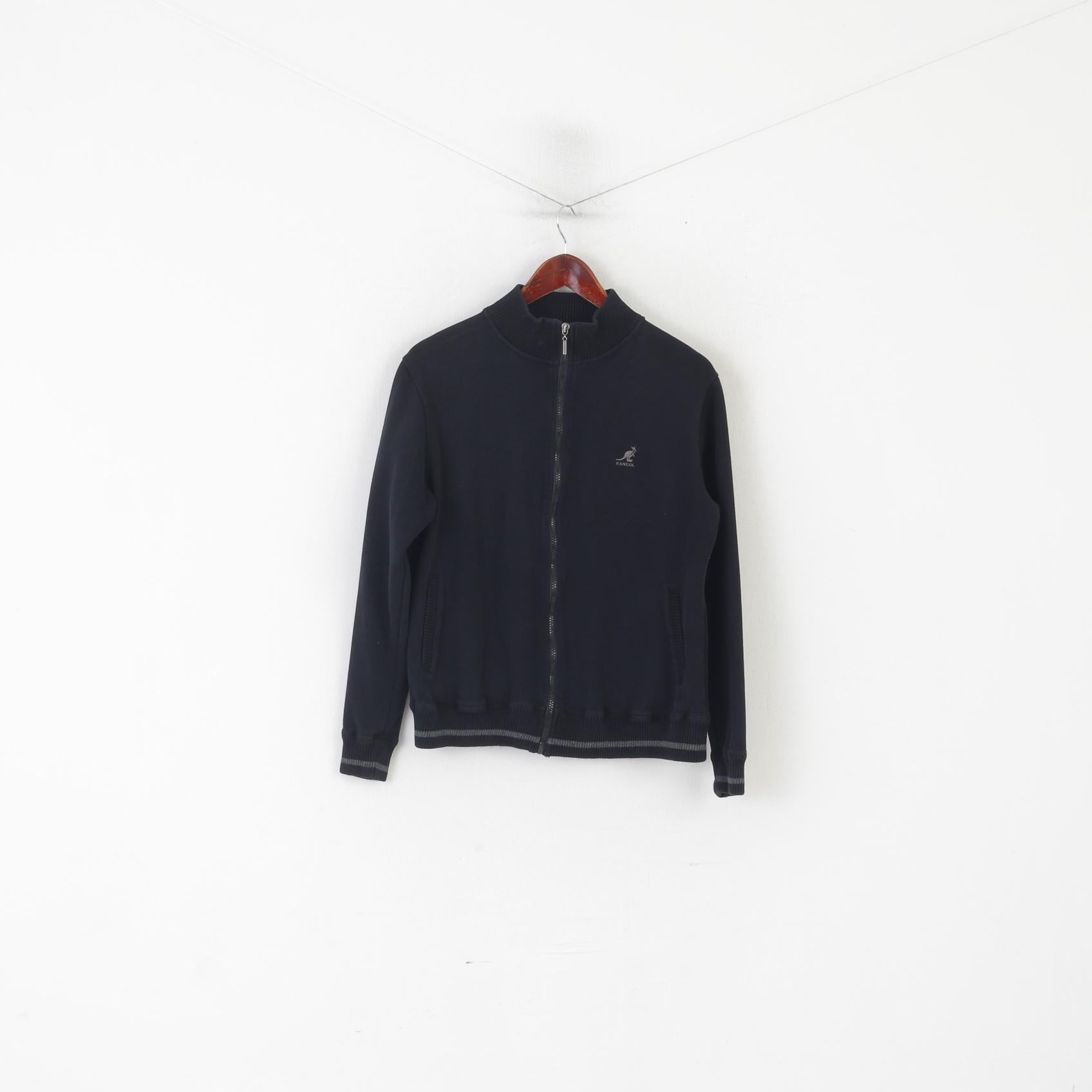 Kangol Women 16 XL Sweatshirt Black Cotton Vintage Full Zipper Sport T ...