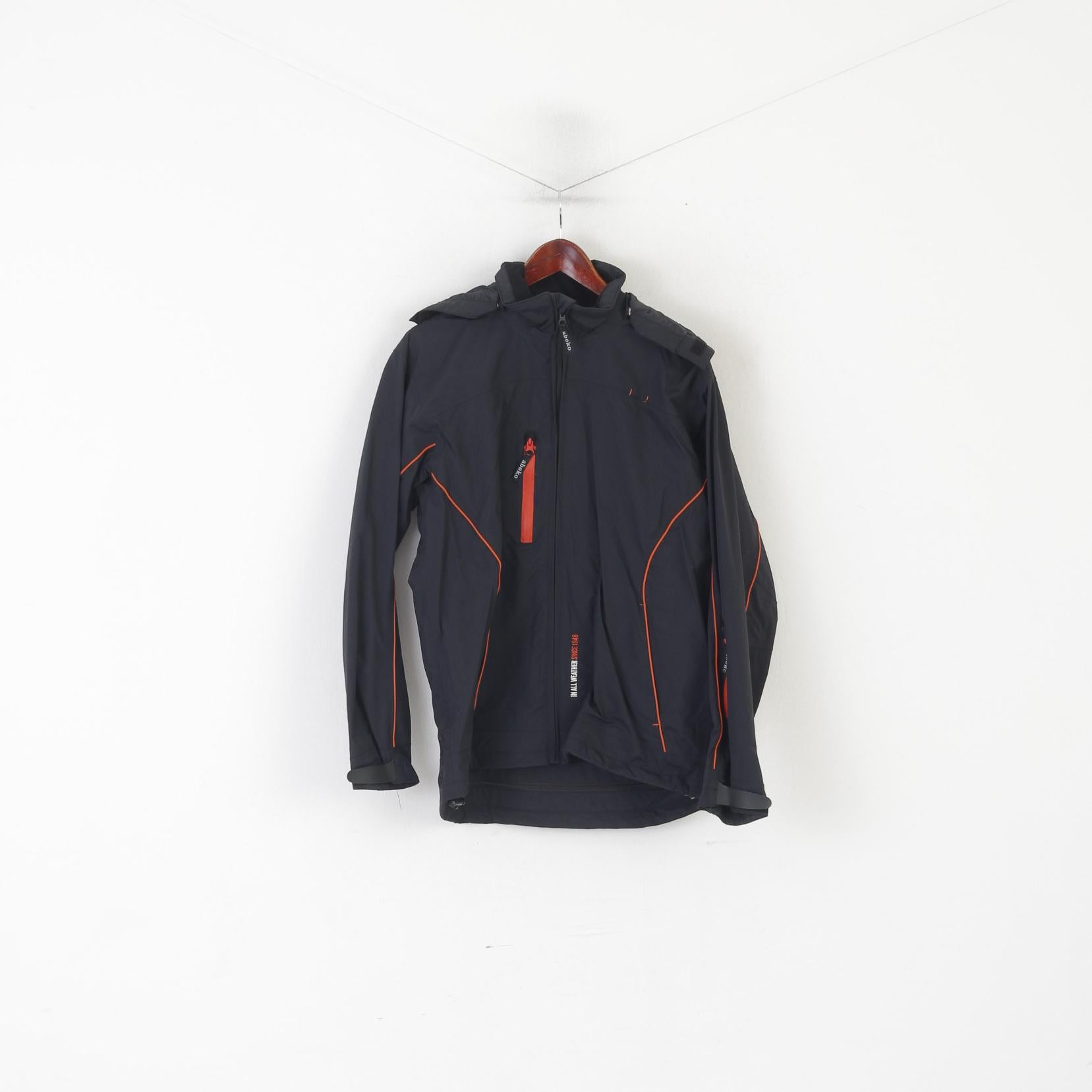 Abeko Men S Jacket Black Nylon Waterproof Outdoor Zip Up Hooded All We ...