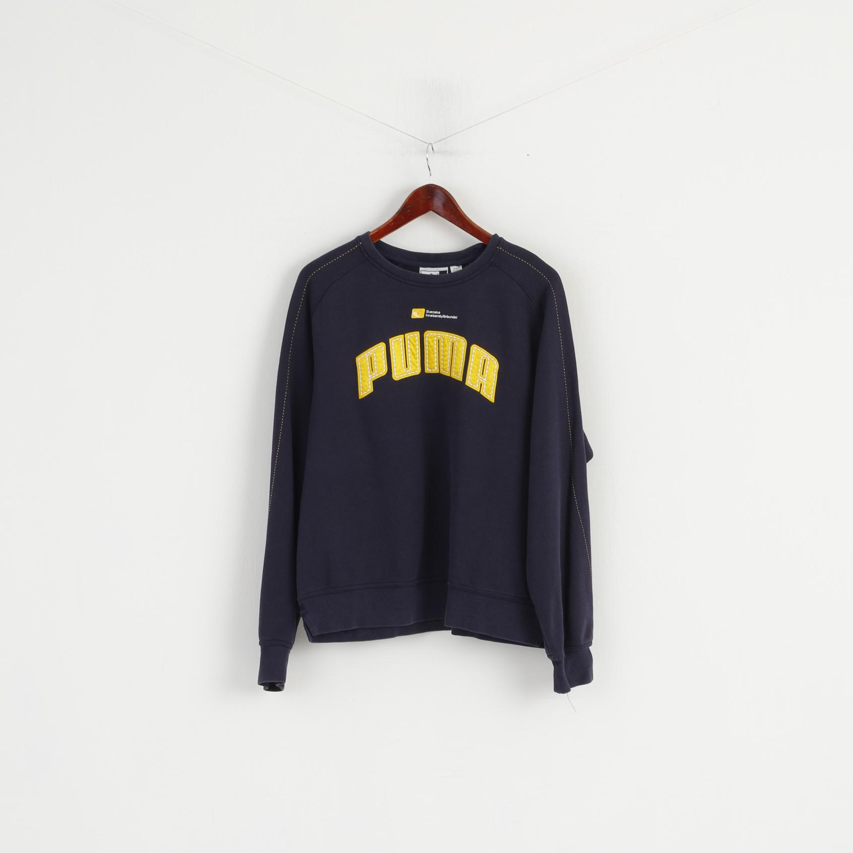 Puma Men L (M) Sweatshirt Navy Cotton Svenska Swedish Football Classic ...