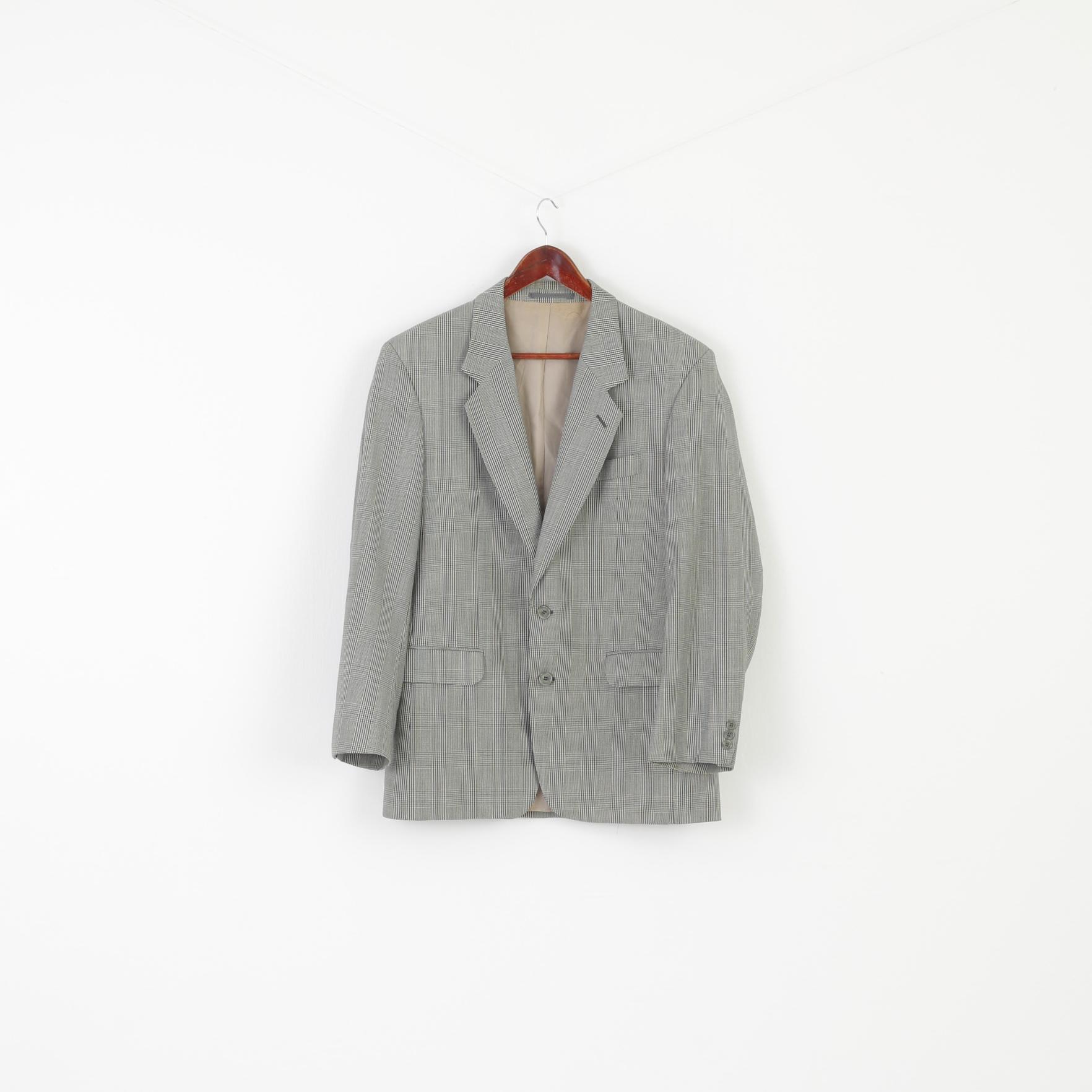 Varteks International Men 40 Blazer Gray Check Wool Blend Single Breat ...