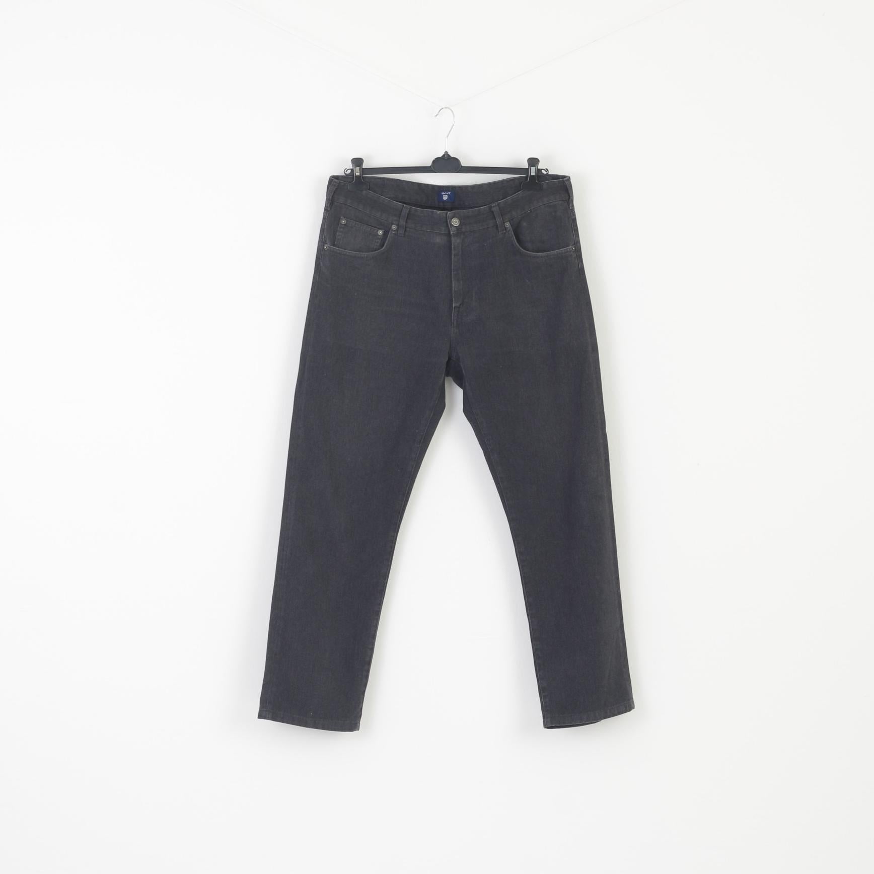 GANT Men 38 54 Trousers Gray Cotton Regular Straight Soft Long Casual ...